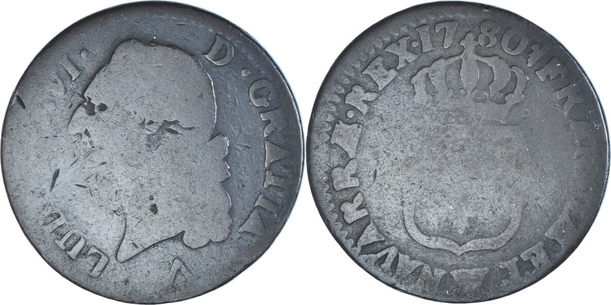 France Sol 1780 W Coin, Louis XVI, Lille, Copper, KM:578.16 F(12-15 ...