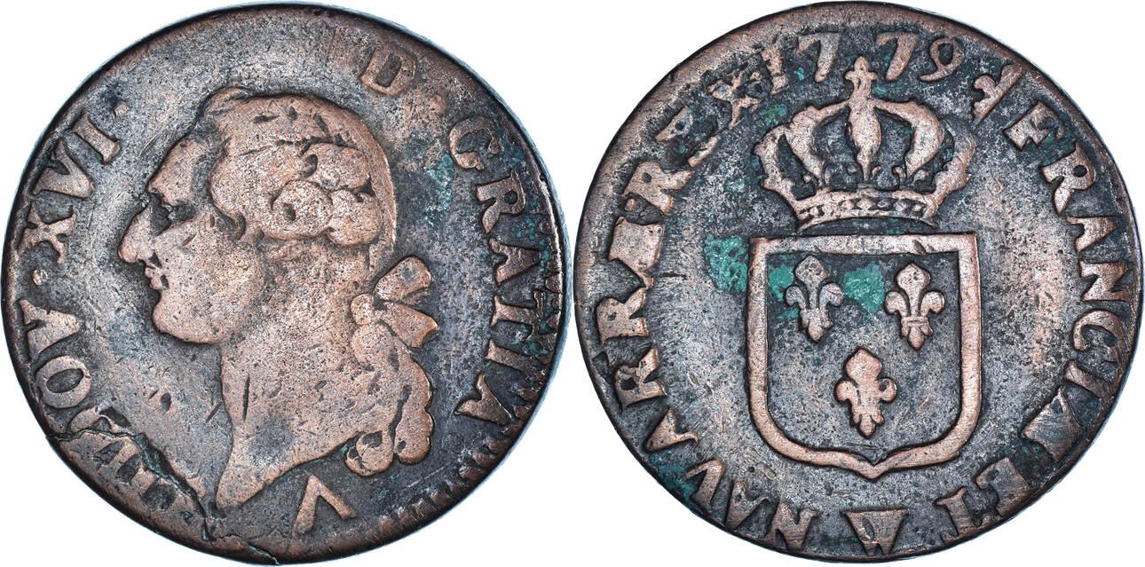 France Sol 1779 W Coin, Louis XVI, Lille, Copper, KM:578.16 VF(30-35 ...