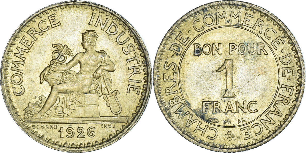 France Franc 1926 Paris Coin, Chambre de commerce, Paris EF(40-45) | MA ...