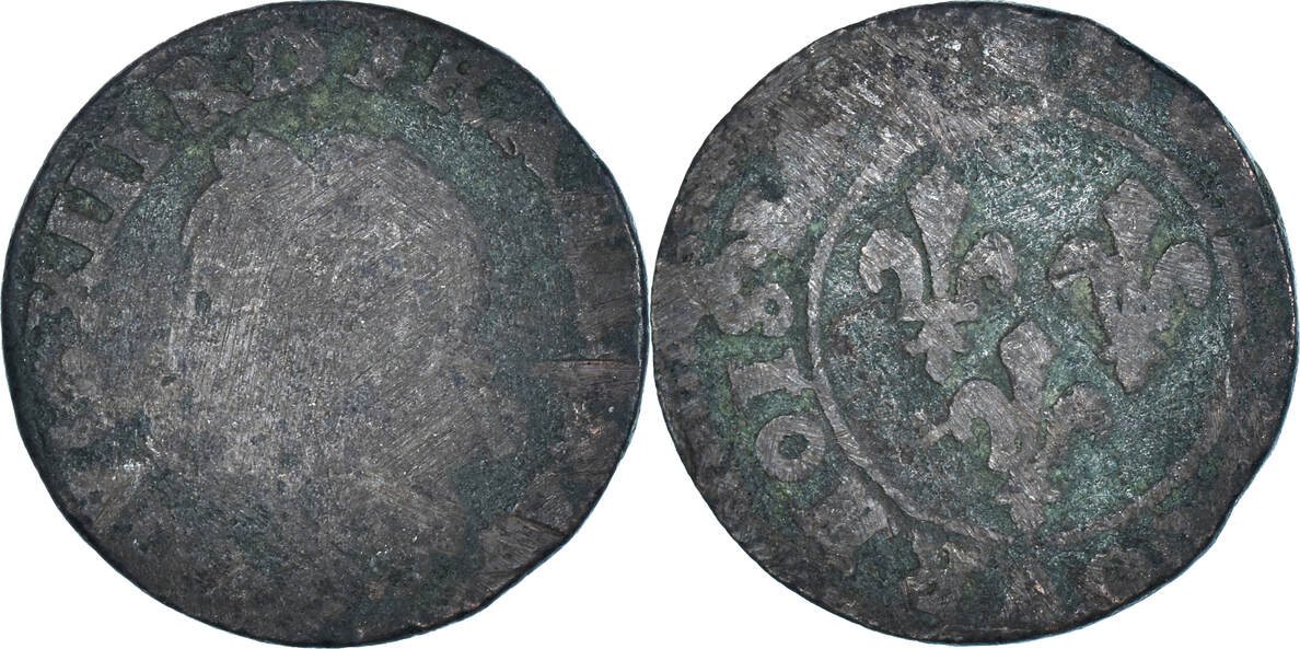 France Double Tournois 1642-1643 Coin, Louis XIII, Copper F(12-15) | MA ...