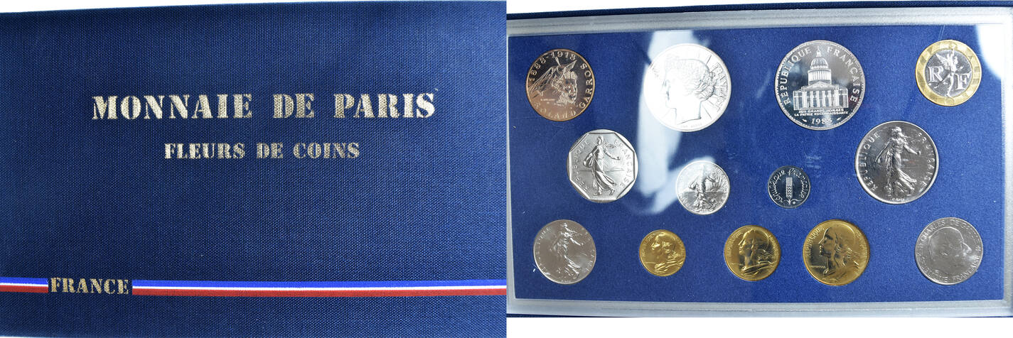 France Coffret 1 c. à 100 frs. 1988 Monnaie de Paris Coin, Monnaie de ...