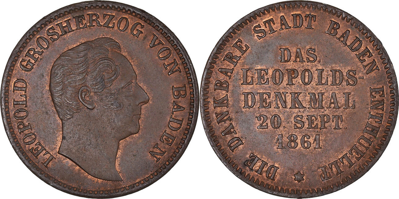 German States Kreuzer 1861 Karlsruhe Coin, BADEN, Friedrich I ...