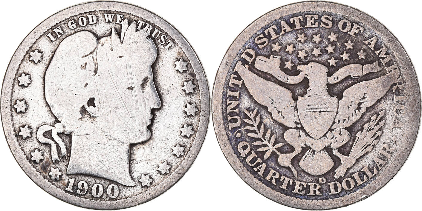 United States 1900 O Coin, Barber Quarter, U.S. Mint, New Orleans VF(20 ...