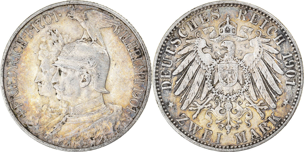 German States 2 Mark 1901 A Coin, PRUSSIA, Wilhelm II, Berlin EF(40-45 ...