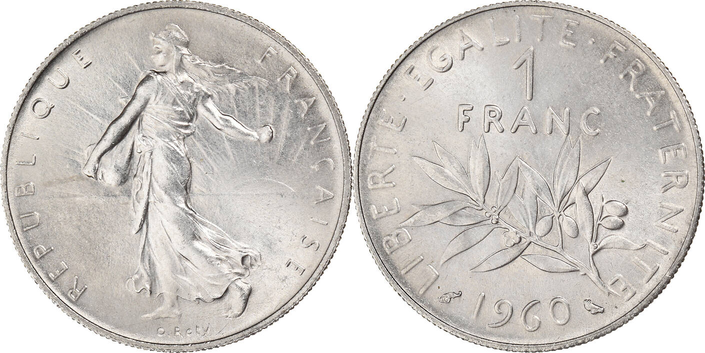 France Franc 1960 grand 0 Paris Coin, Semeuse, Paris, Nickel, KM:925.1 ...