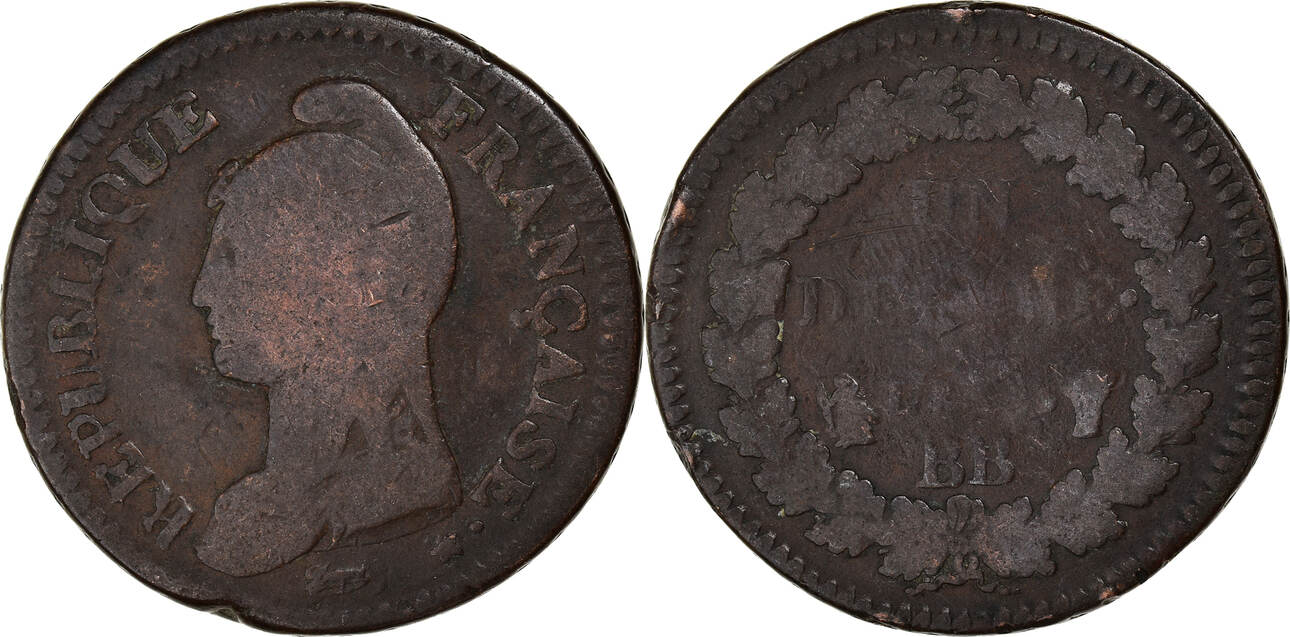 France Decime Coin, Dupré, Strasbourg, Copper, Gadoury:187 VF(20-25 ...