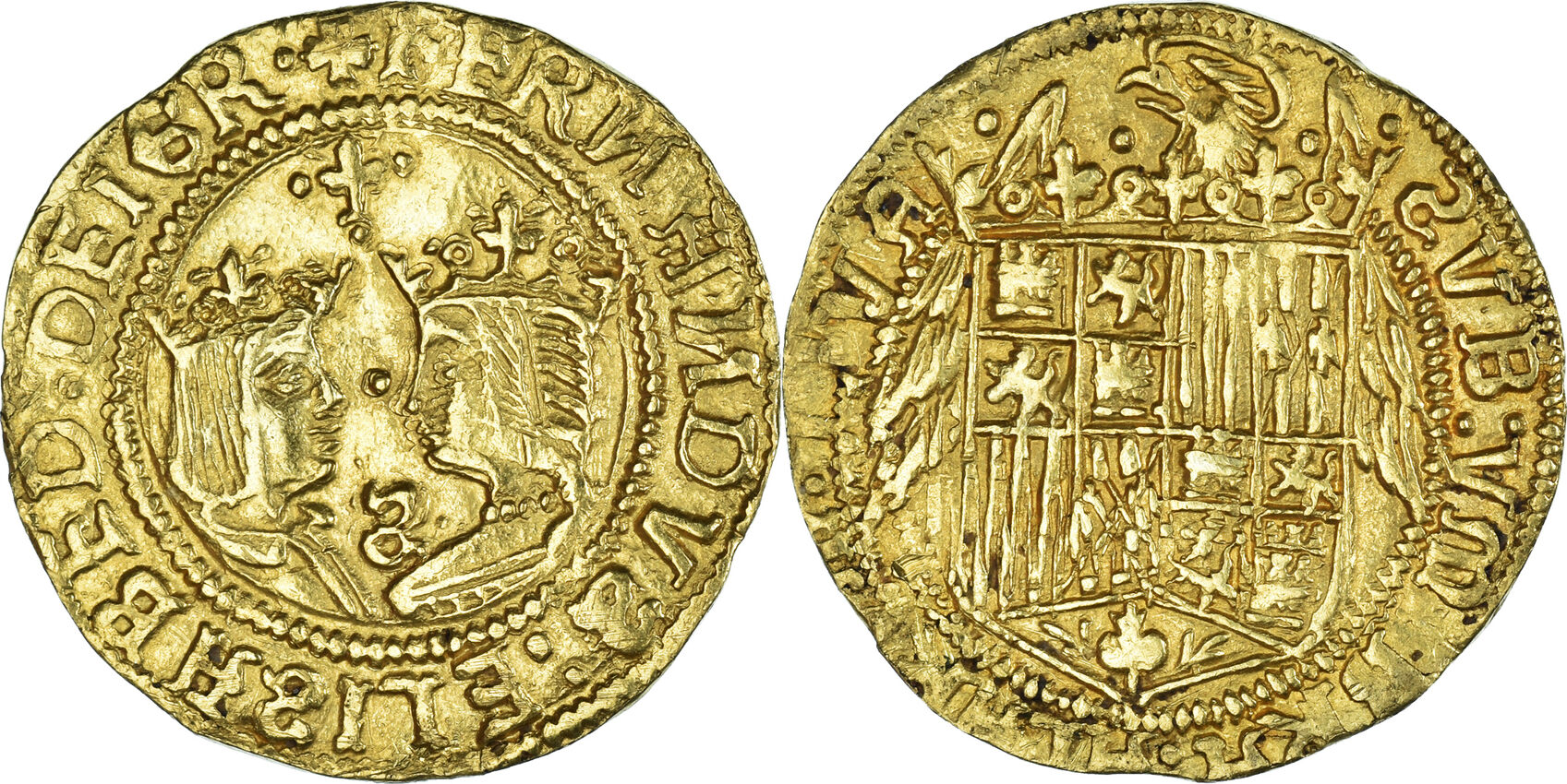 Spain Doble Excelente 1474-1504 Seville Coin, Ferdinand & Isabella ...