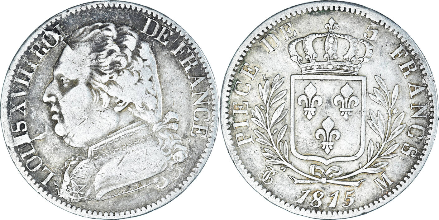France 5 Francs 1815 A Coin, Louis XVIII, Toulouse, Silver VF(30-35 ...