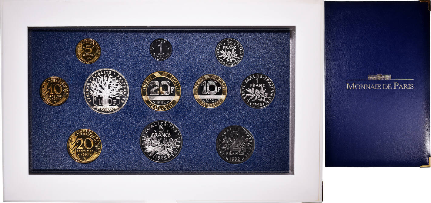 France Coffret 1 c. à 100 frs. 1992 Monnaie de Paris Coin, Monnaie de ...
