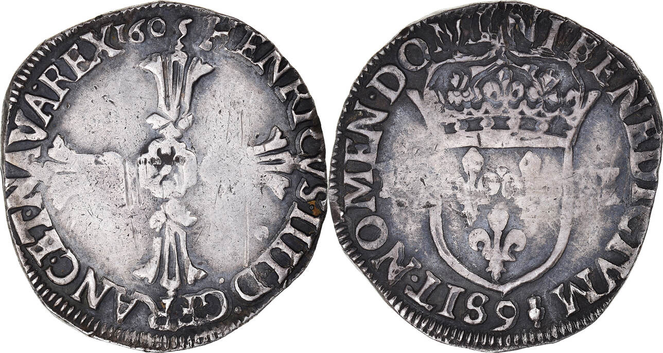 France 1/4 Ecu 1605 Rennes Coin, Henri IV, Rennes, Silver, Gadoury:597 ...