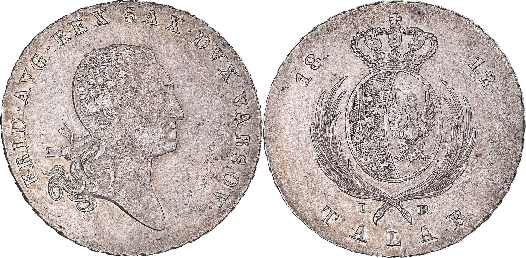 Poland Talar 1812 Warsaw Coin, Friedrich August I, Warsaw, Silver, KM ...