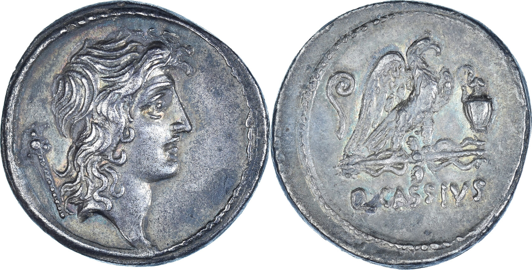 Denarius 55 BC Rome Cassia, Rome, Pedigree, Silver, Crawford:428/3 AU ...