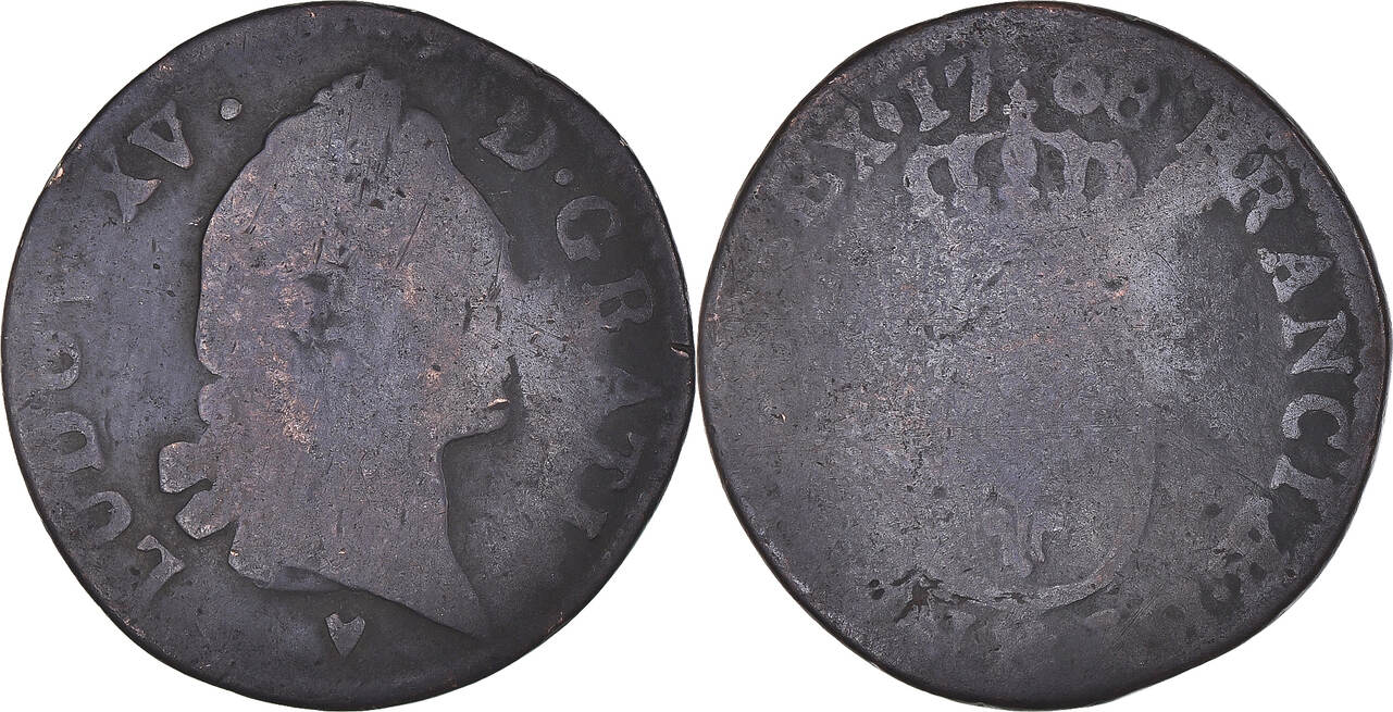 France 1/2 Sol d'Aix 1768 Aix Coin, Louis XV, Aix, Copper, KM:541 F(12 ...