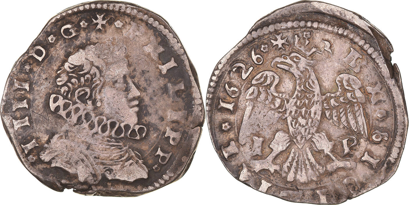 Italy 4 Tari 1626 Messina Coin, SICILY, Philip IV, Messina, Silver VF ...