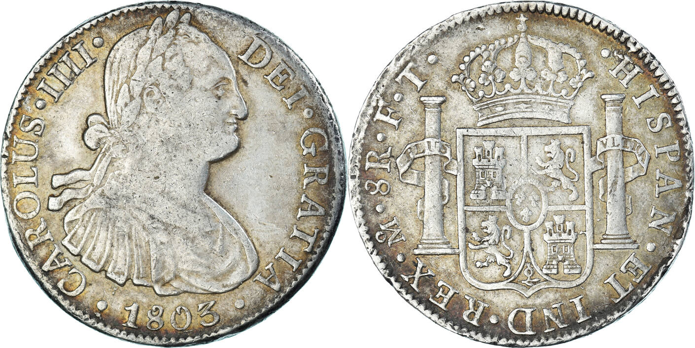 Spain 8 Reales 1803 Mexico Coin, Charles IV, Mexico, FT, Silver, KM:109 ...