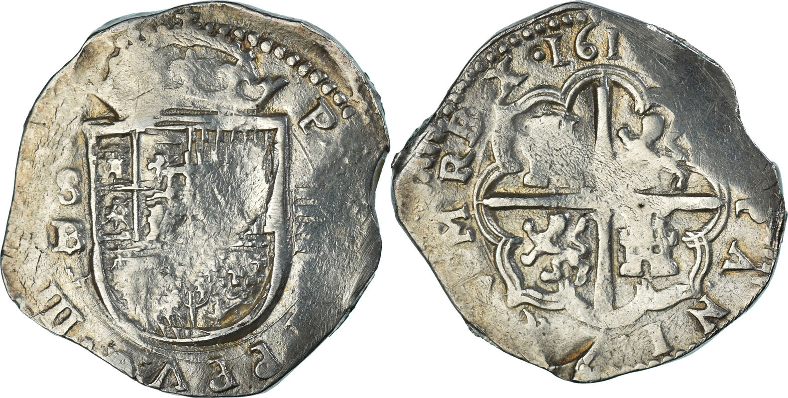Spain 4 Réales 1611 S Coin, Philip III, Seville, COB, Silver EF(40-45 ...