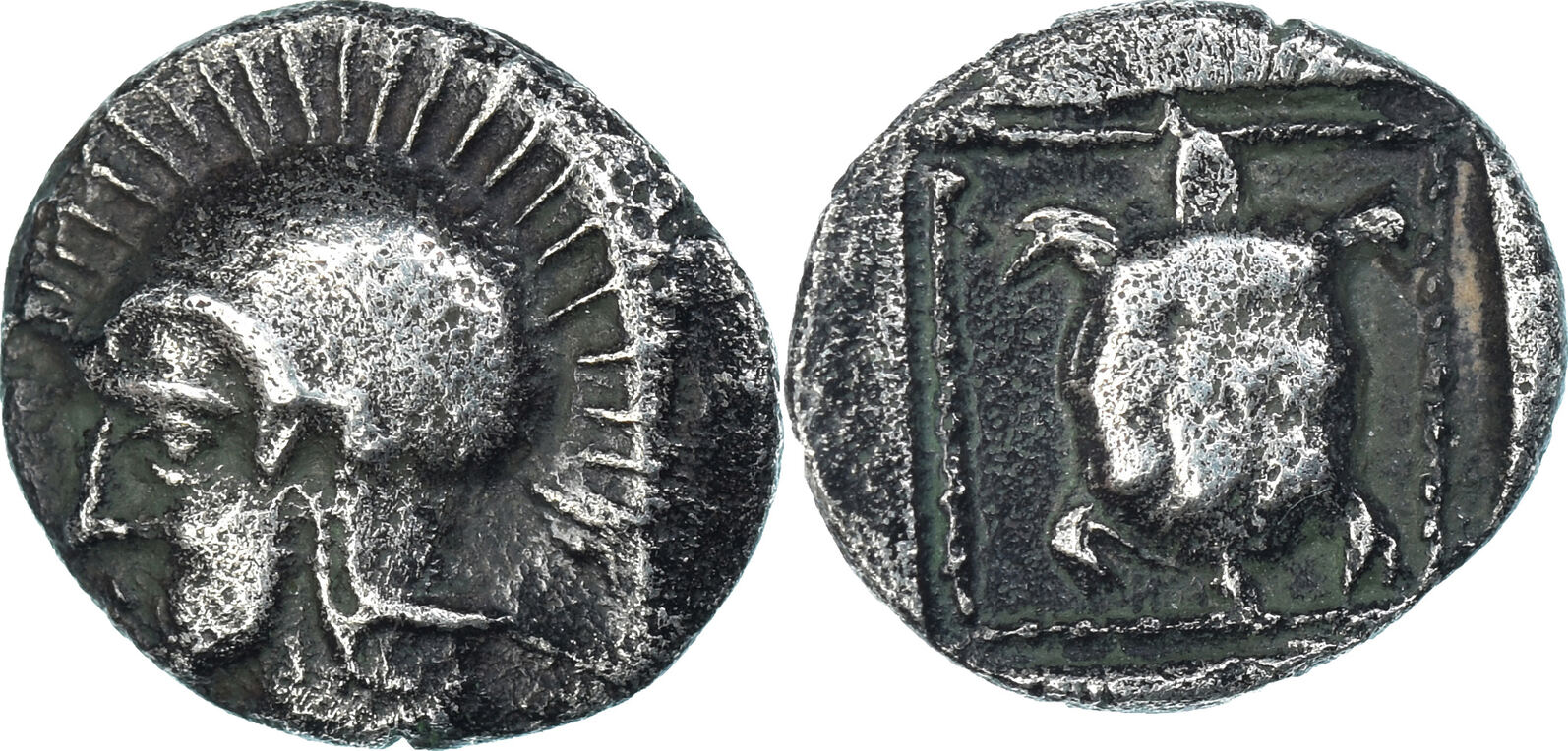 Hemiobol ca. 500-440 BC Methymna Coin, Lesbos, Methymna, Silver, HGC:6 ...