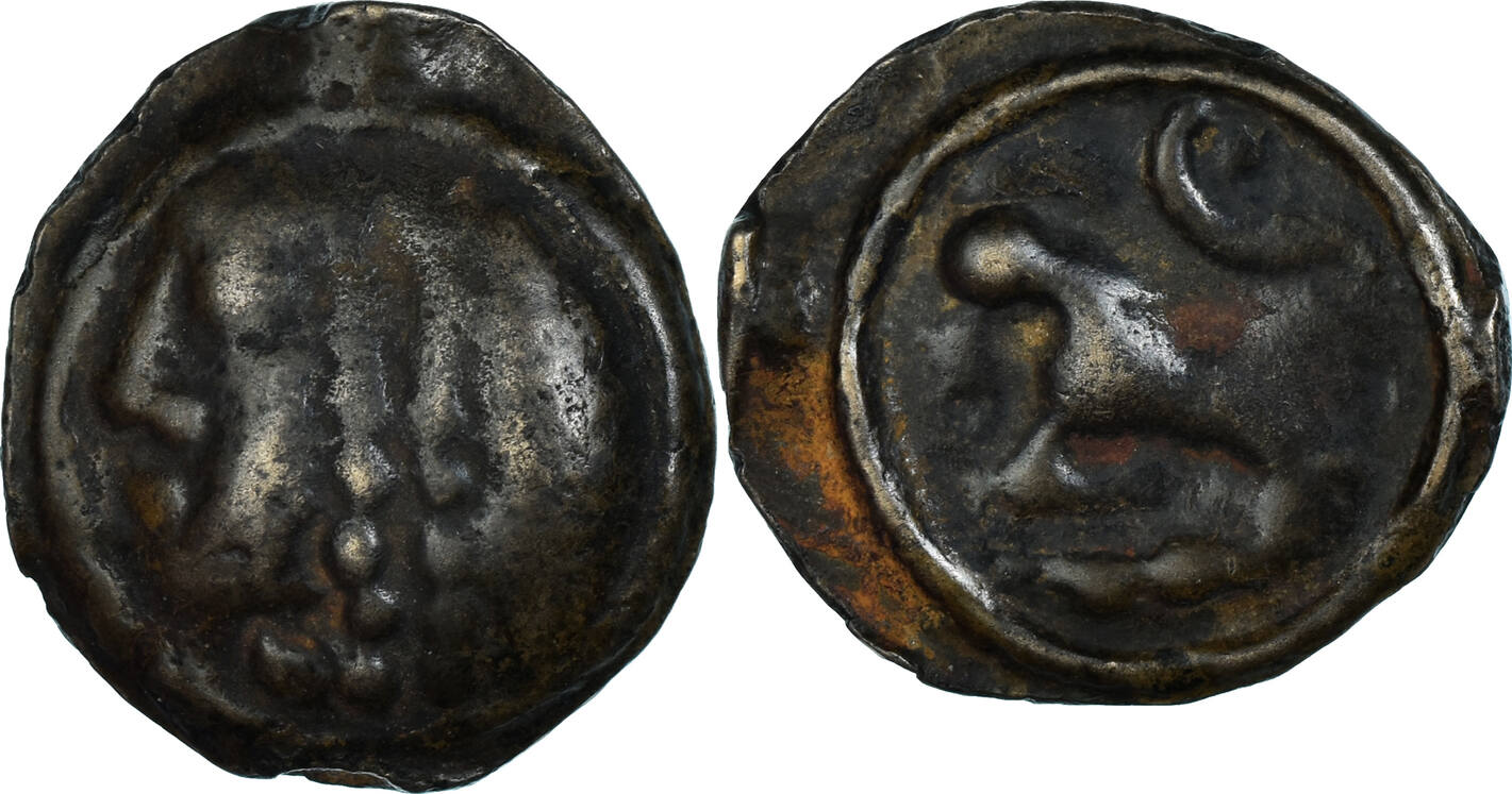 Potin à la grosse tête et bandeau orné 1st century BC Coin, Sequani EF ...