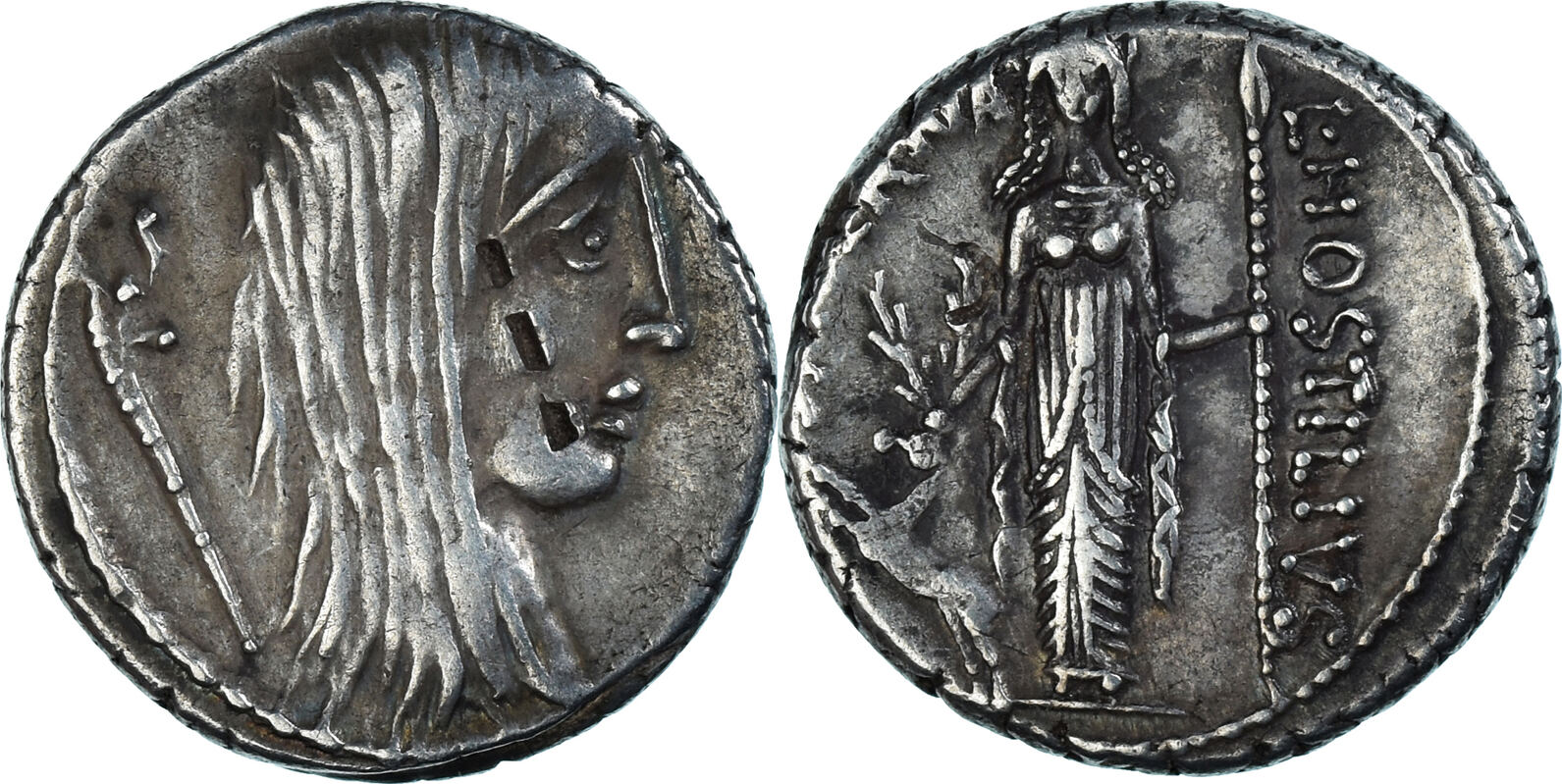 Denarius 48 BC Rome Coin, L. HOSTILIVS SASERNA, Rome, Silver EF(40-45 ...