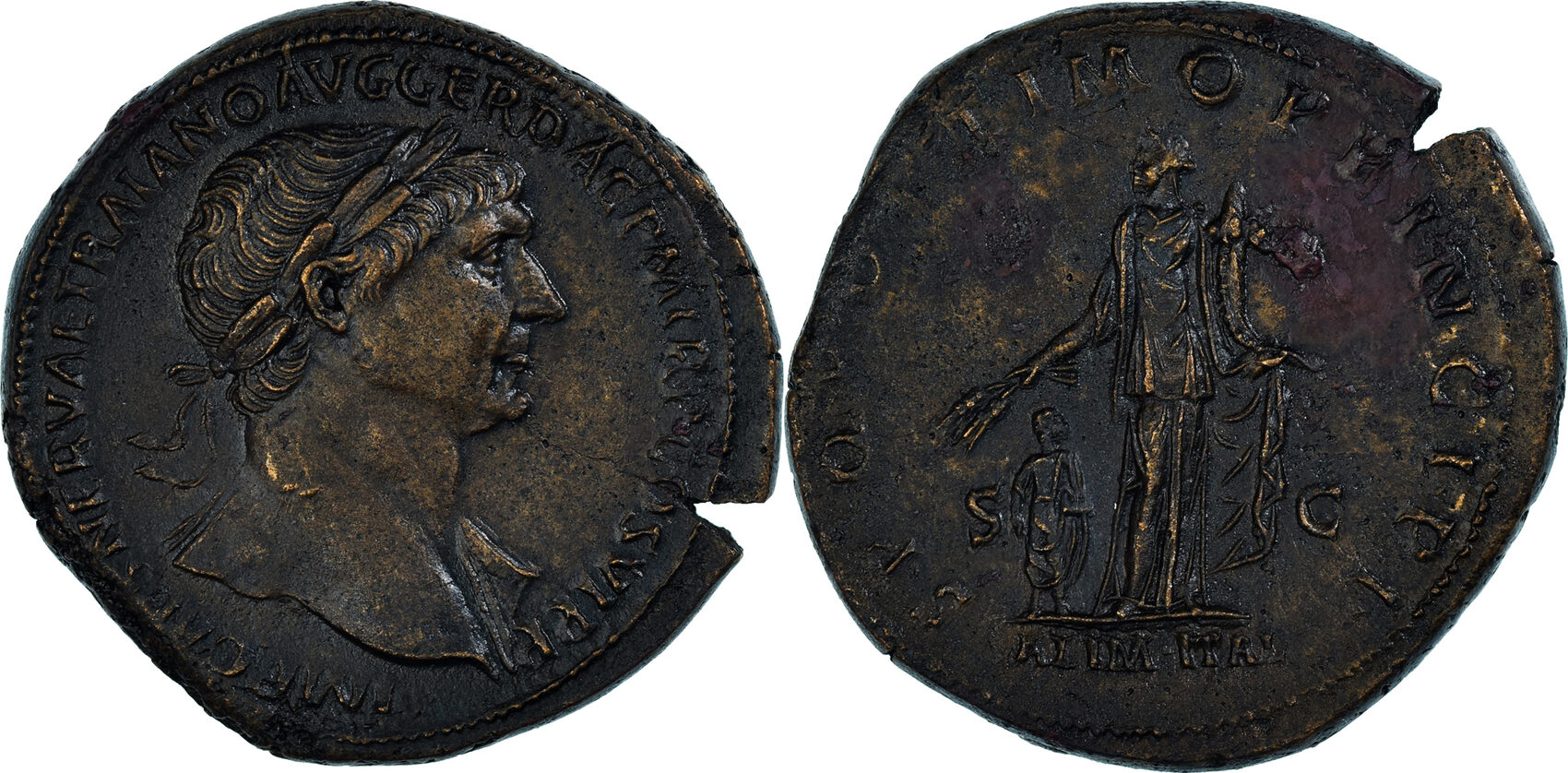 Sestertius 112-114 Rome Trajan, Rome, Bronze, RIC:II.2-604 MS(60-62 ...