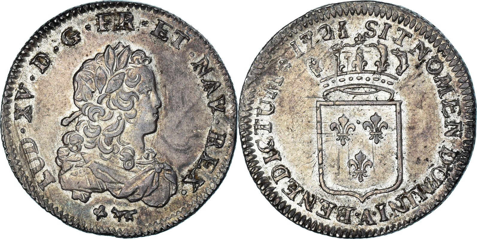 France 1/3 écu de France 1721 A Coin, Louis XV, Paris, Silver AU(55-58 ...