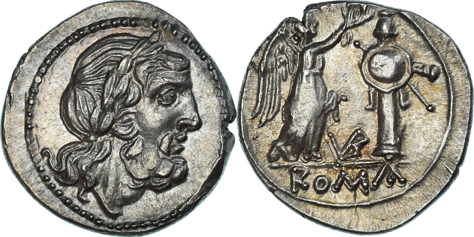 Victoriatus 211-208 BC Uncertain mint Coin, Anonymous, Uncertain Mint ...