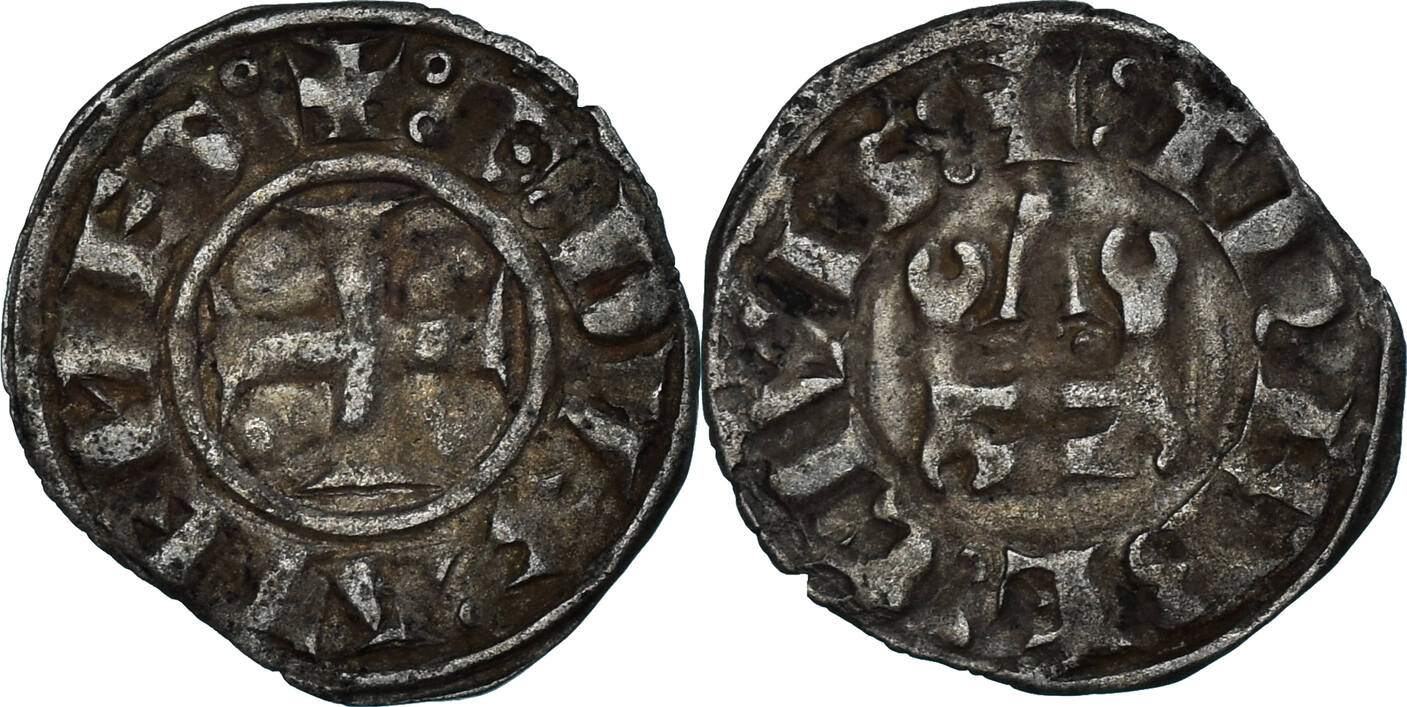 Greece Denier Tournois ca. 1280-1294 Thebes Coin, Guillaume de la Roche ...