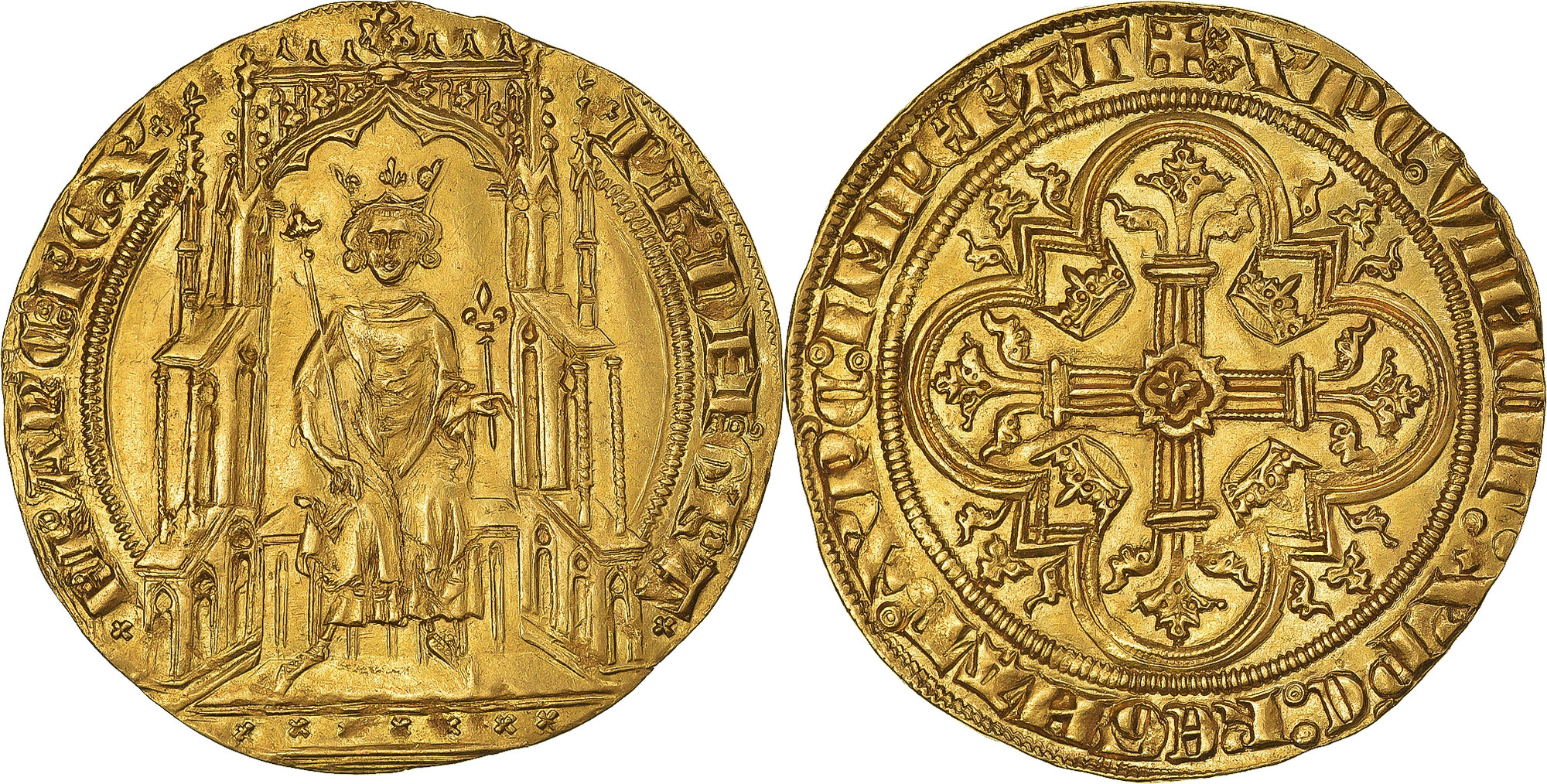 France Double d'or 1328-1350 Philippe VI, Gold, NGC, Duplessy:253 MS62 ...