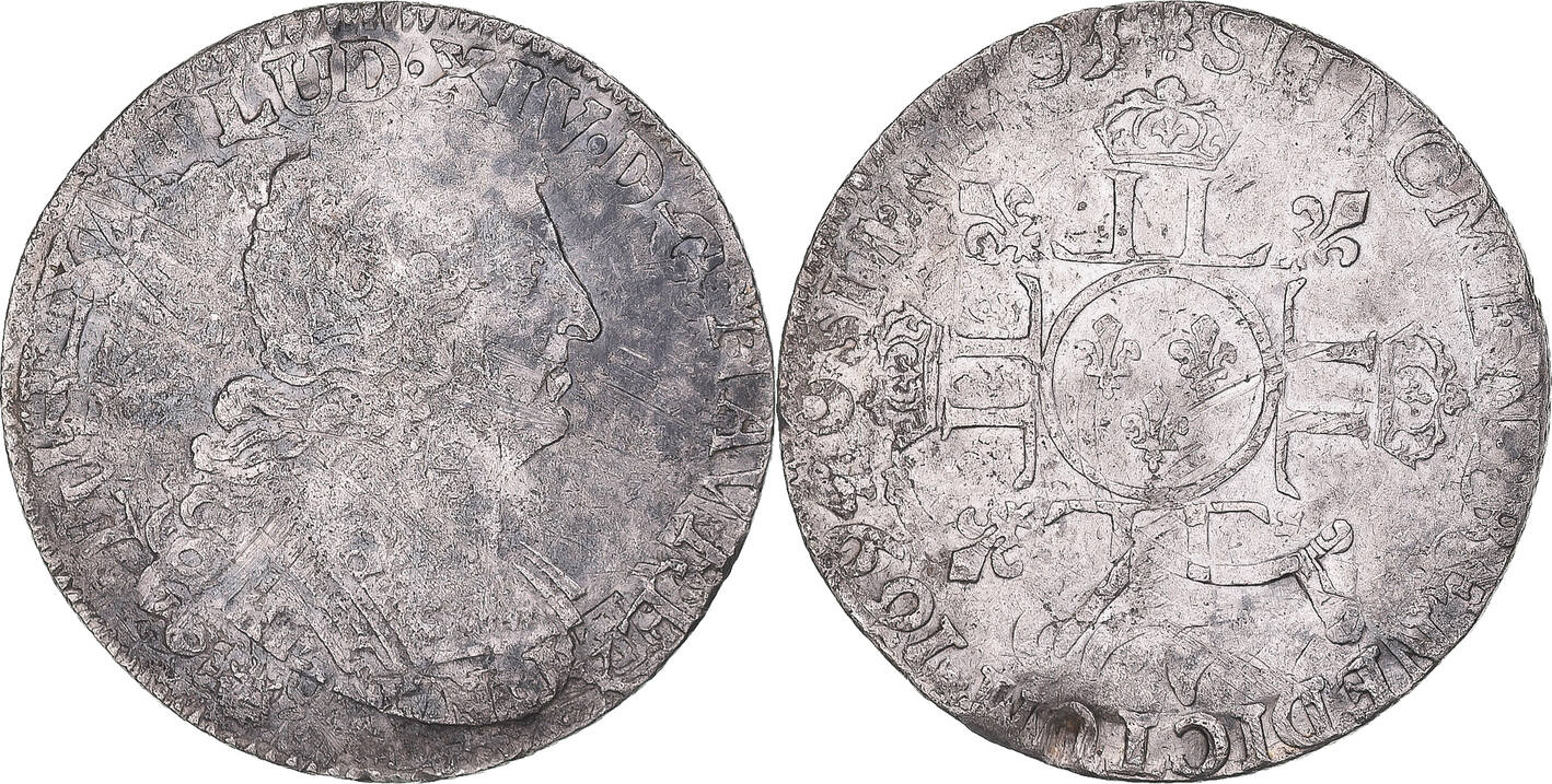 France 1/4 Ecu aux 8 L 1705 Coin, Louis XIV, double réformation VF(30 ...