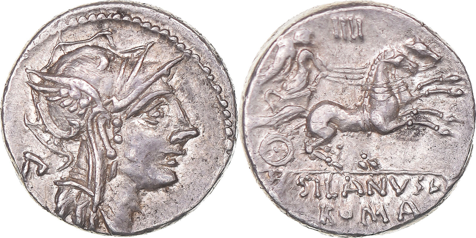 Denarius 91 BC Rome Coin, Junia, Rome, Silver, Crawford:337/3 AU(50-53 ...