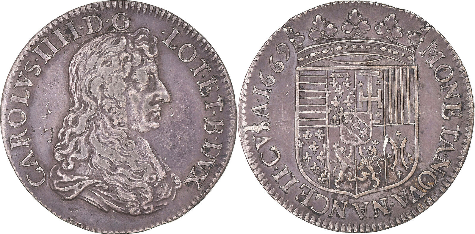 German States Teston 1669 Nancy Coin, Duchy of Lorraine, Charles IV ...