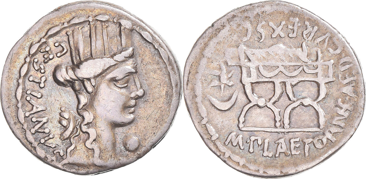 Denarius 67 BC Rome Coin, Plaetoria, Rome, Silver, Crawford:409/2 AU(50 ...