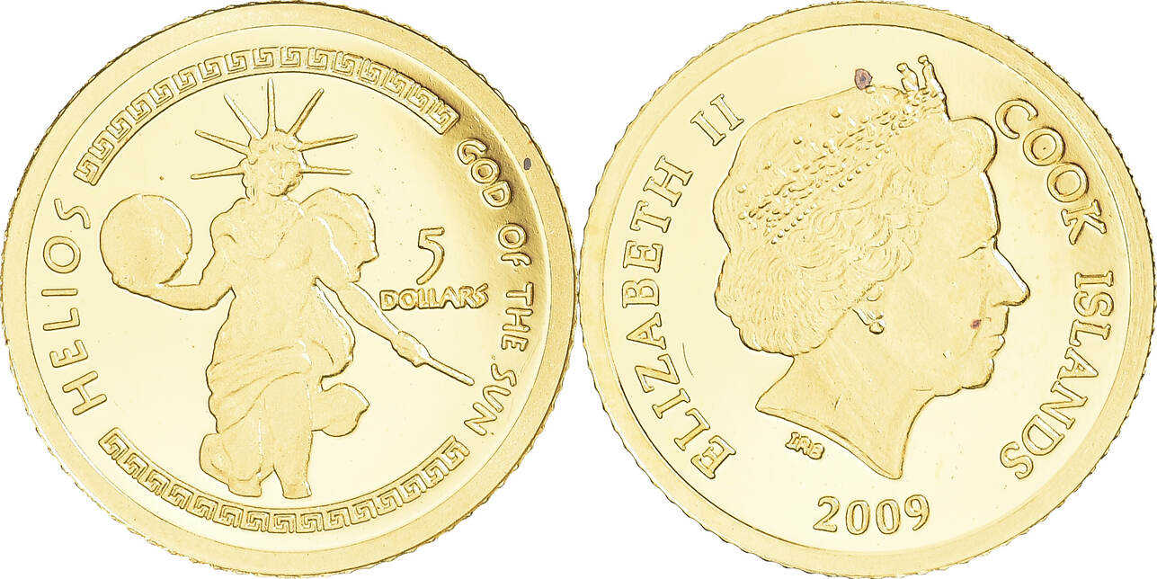 Cook Islands 5 Dollars 2009 Coin, Elizabeth II, Helios, Gold MS(65-70 ...