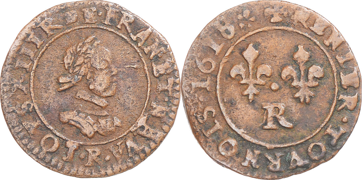 France Denier Tournois 1618 Villeneuve-lès-Avign Coin, Louis XIII ...
