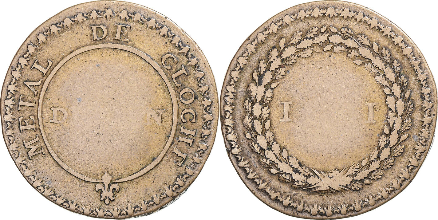 France Dixain de Rochon 1791 Lyon Coin, Lyon, Métal de cloche VF(20-25 ...
