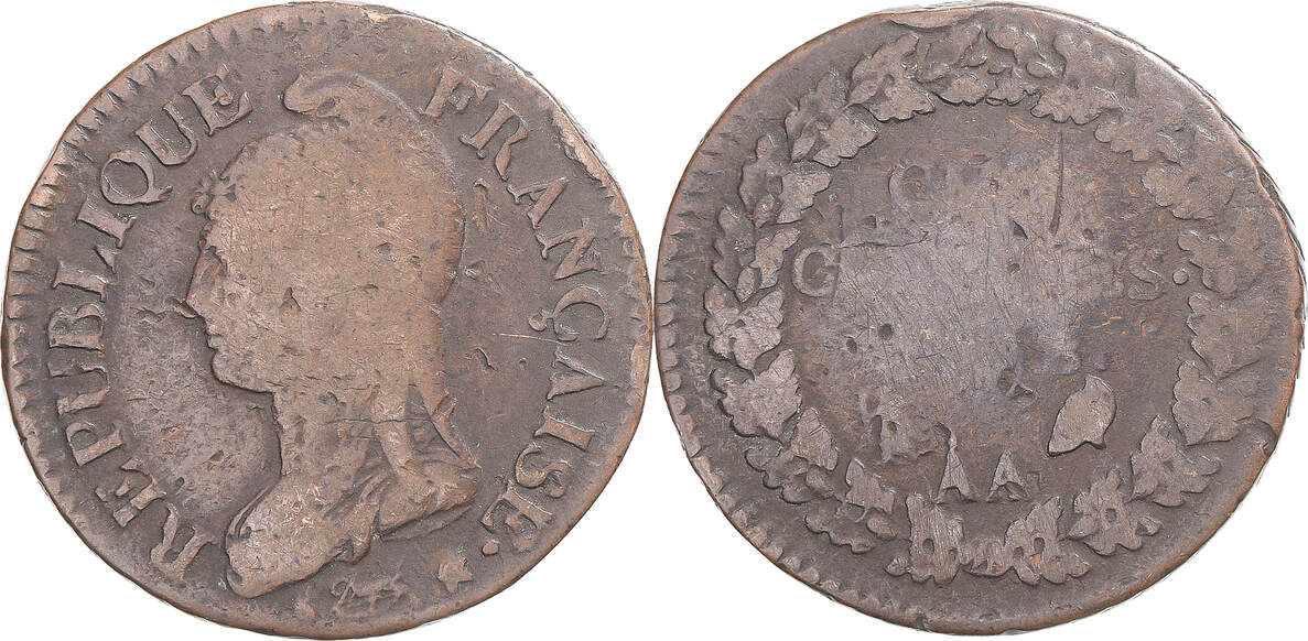 France 5 Centimes Coin, Dupré, Metz, Copper, Gadoury:126/126a VF(20-25 ...