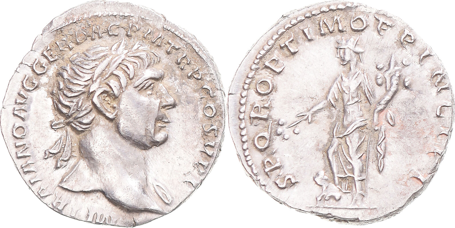 Denarius 103-107 Rome Coin, Trajan, Rome, Silver, RIC:190a var. AU(50 ...