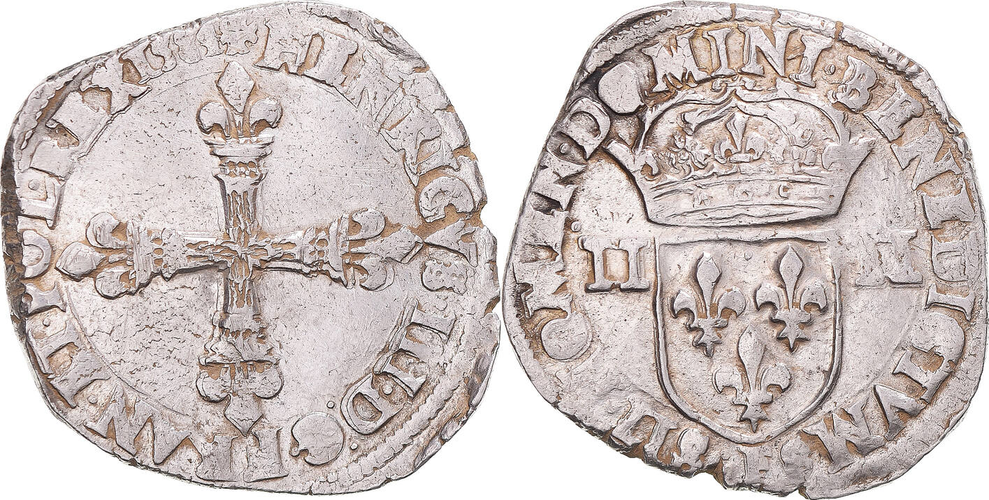 France 1/4 Ecu 1584 Angers Coin, Henri III, Angers, Silver, Gadoury:494 ...