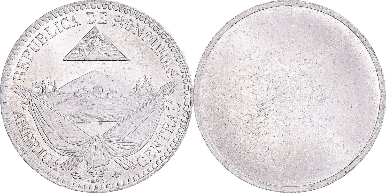 Honduras 1/4 Réal ND (1872 ?) Paris Coin, Paris, Essai uniface MS(60-62 ...