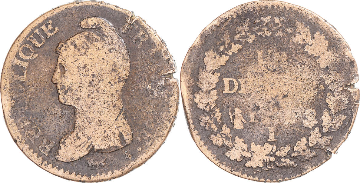 France Decime Coin, Dupré, Limoges, Copper, Gadoury:187/187a VF(20-25 ...