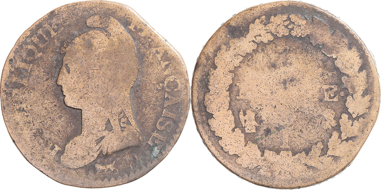France Decime Coin, Dupré, Limoges, Copper, Gadoury:187/187a VF(20-25 ...