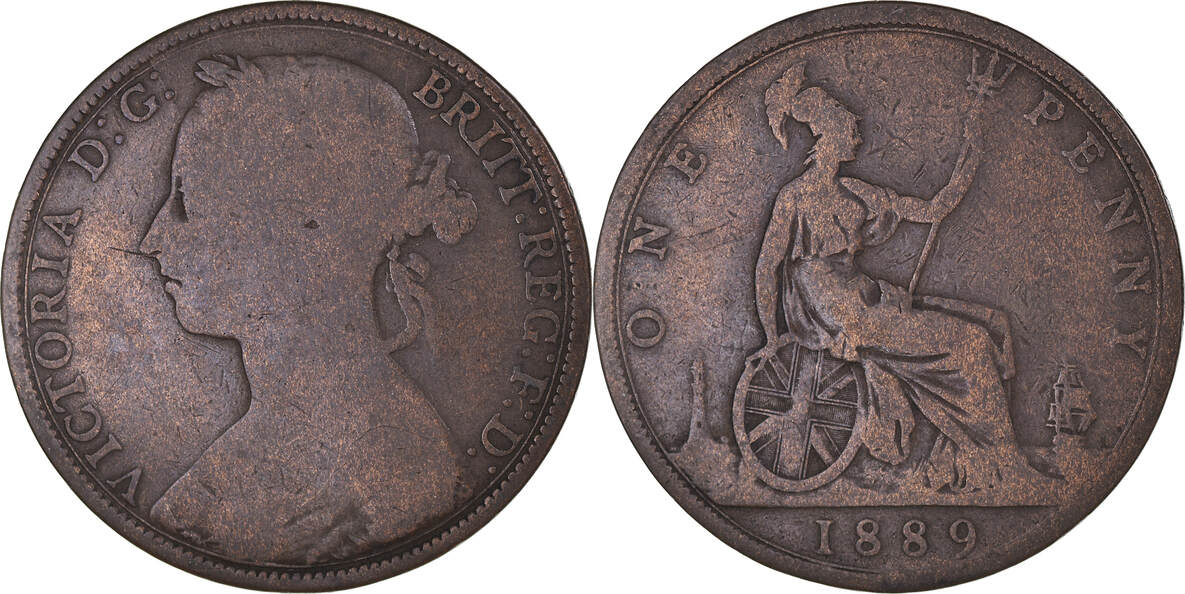 Great Britain Penny 1889 Coin, Victoria, Bronze, KM:755 VF(30-35) | MA ...