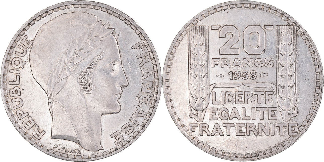 France 20 Francs 1938 Paris Coin, Turin, Paris, Silver, KM:879 MS(60-62 ...