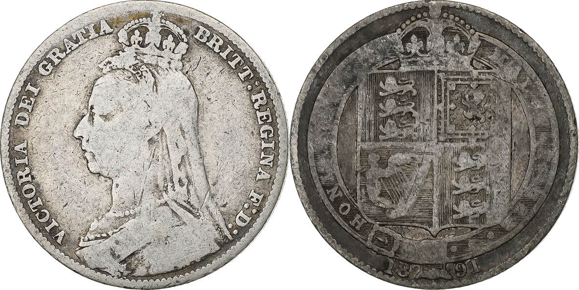 Great Britain Shilling 1891 Coin, Victoria, Silver, KM:774 VF(20-25 ...