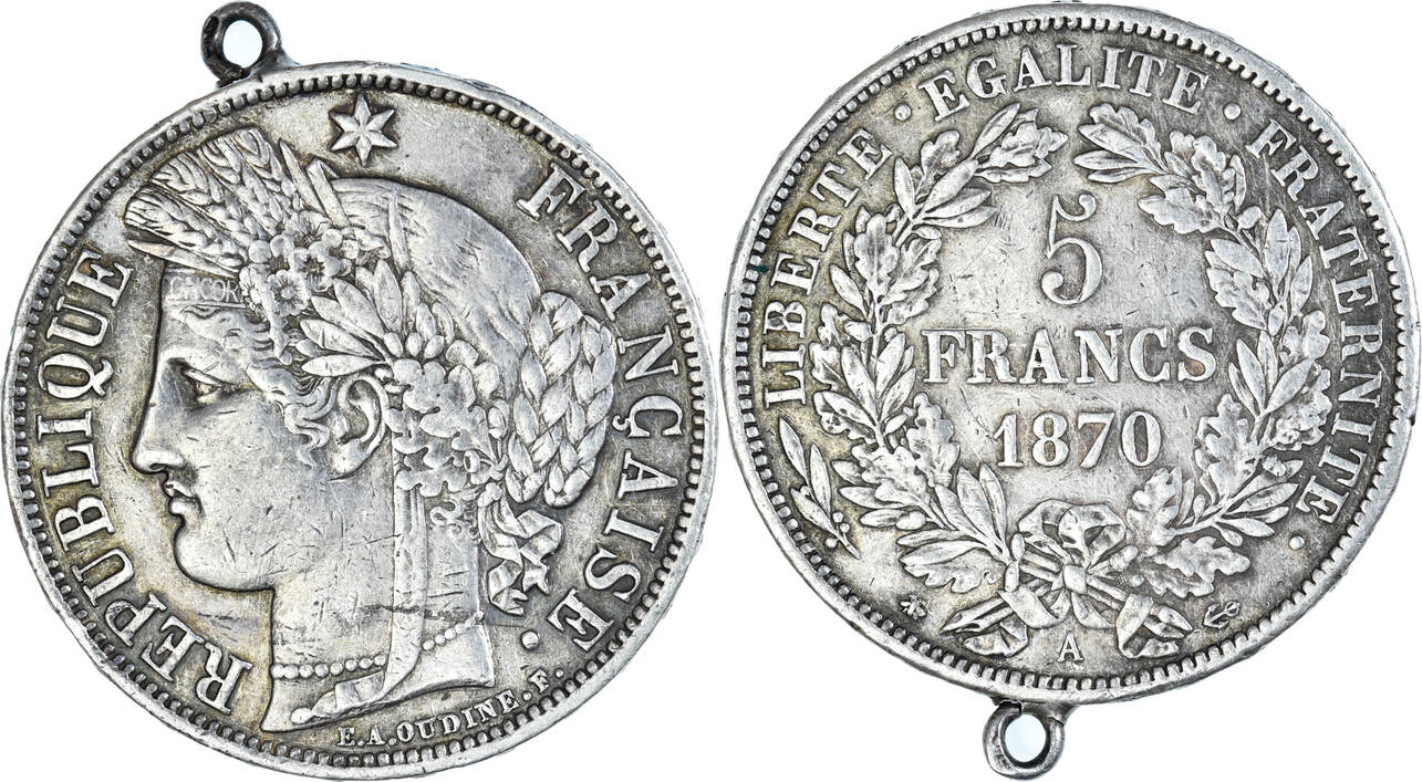France 5 Francs 1870 A Coin, Cérès, Paris, Silver, KM:819 EF(40-45) | MA-Shops