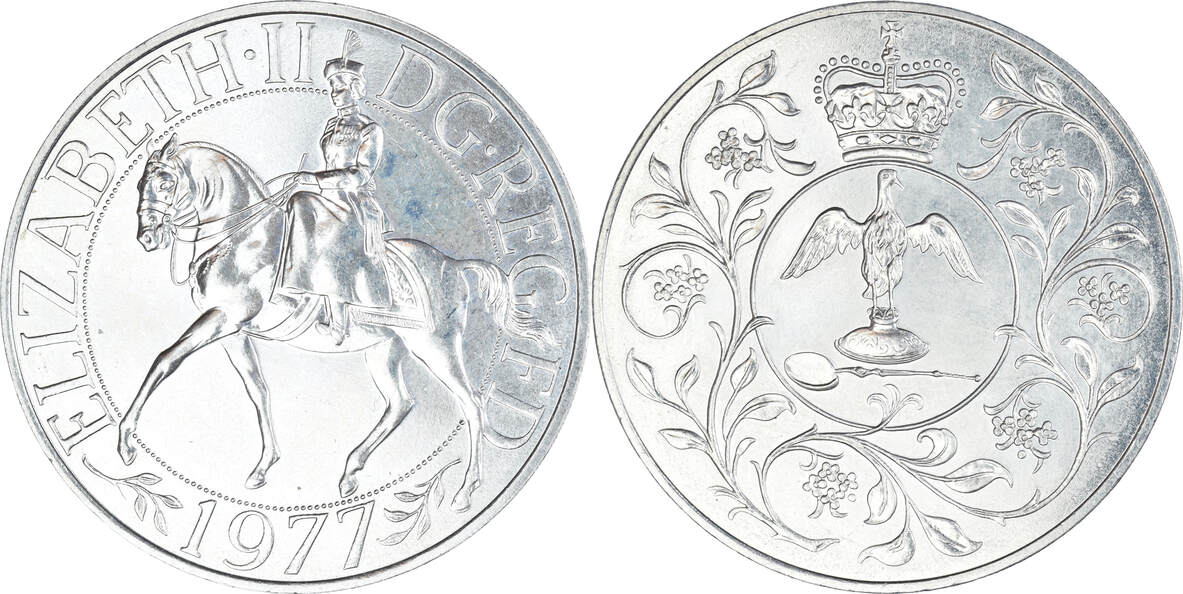 Great Britain 25 New Pence 1977 Coin, Elizabeth II, Copper-nickel AU(55 ...