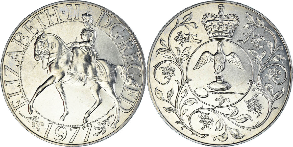 Great Britain 25 New Pence 1977 British Royal Mint Coin, Elizabeth II ...
