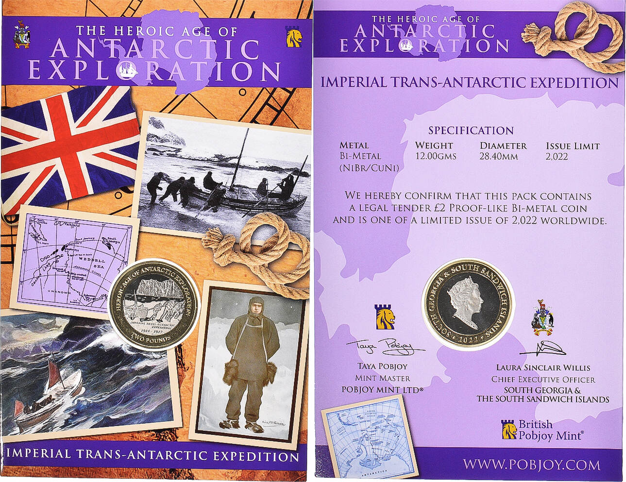 South Georgia and the South Sandwich Islands 2 Pounds 2022 Pobjoy Mint ...