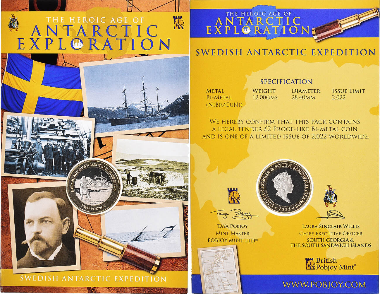 South Georgia and the South Sandwich Islands 2 Pounds 2022 Pobjoy Mint ...