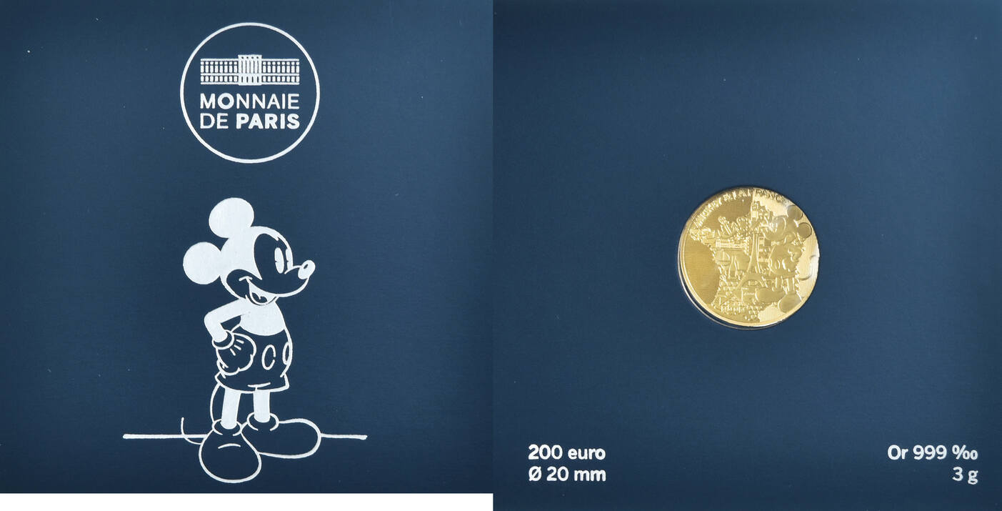 200 Euro 2018 Paris Monnaie de Paris, Mickey & la France, Paris, BU MS ...